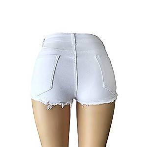 Aodrusa Womens Ripped Denim Shorts Mid Waist Sexy Short Cutoff Distressed Short Jeans White US 2-4