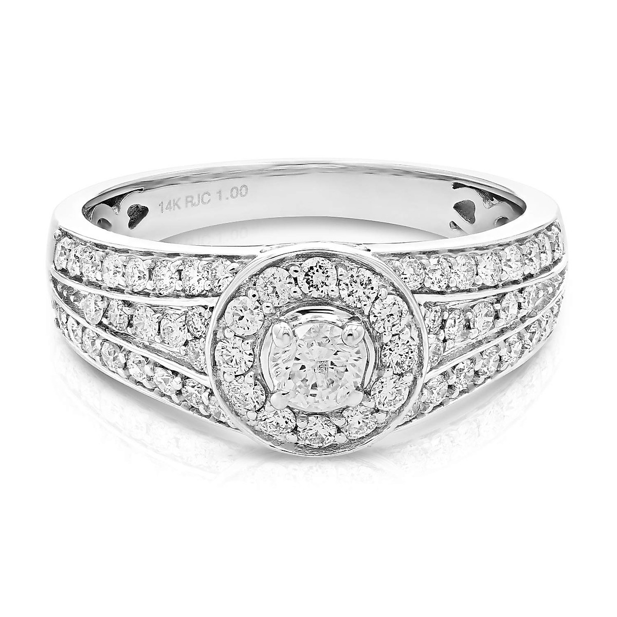 Vir Jewels 1 cttw Diamond Prong Set Wedding Engagement Ring Set 14K White Gold Multi Row Bridal Size 5.5