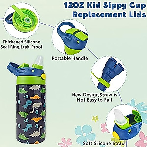 Amgkonp 12oz Replacement Lid with Straw for Kid Tumbler,1 PACK Leak-Proof and Spill-Proof Straw Lids,for Mocaru,ZONEGRACE,BPA Free,2.67IN (1 PACK, Green)