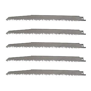 9" Stainless Steel Reciprocating Saw Blades for Food Cutting - 5TPI Big Teeth Stainless Steel Reciprocating Saw Blades Multi Cutting for Frozen Meat, Beef, Turkey, Bone, Wood, Pruning (5 Pack)