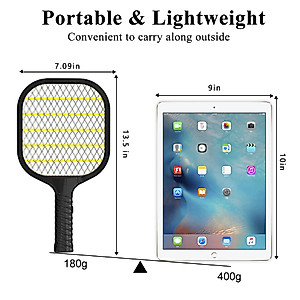 LUOJIBIE Electric Fly Swatter, Battery Operated Bug Zapper Racket, Ultralight Handheld Mosquito Killer for Indoor & Outdoor Pest Control