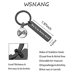 WSNANG Best Friend Keychain Besties Gift You Are My Bestie Bitch Keychain Friendship Jewelry BFF Birthday Gift Sister Gift (black)
