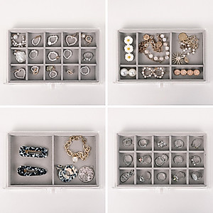 Fixwal Earring Organizer with 5 Drawers, Acrylic Jewelry Organizer, Jewelry Box, Velvet Earring Holder Organizer for Earrings, Ring, Bracelet, Necklace (Gray)