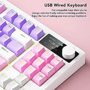 Luqeeg Gaming Keyboard, USB Wired Hot Swappable Bluetooth Wireless RGB Mechanical Keyboard with 3 Mode Connectivity, 16 Lighting Effects, Mechanical Keyboard for Windows, Mac