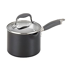Anolon Advanced Hard Anodized Nonstick Sauce Pan/Saucepan with Straining and Lid, 2 Quart, Graphite