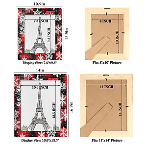 ADTASU 11x14 Picture Frame Wooden Snowflake Red Plaid Christmas Photo Frames for Wall Hanging Photo Frame,Tabletop Display Home Decorative
