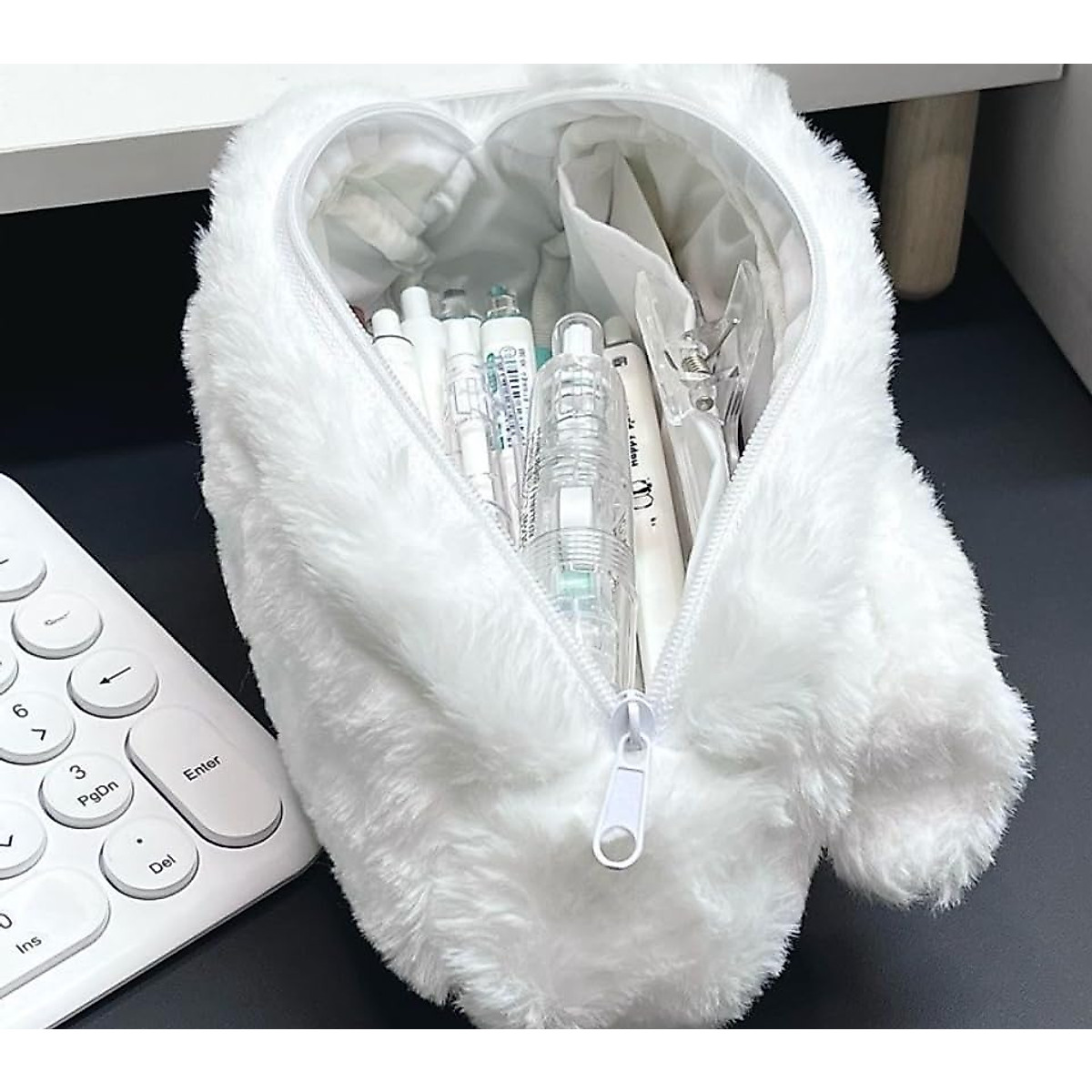 irLocy Cute Pencil Case Plush Kawaii Pencil Pouch Aesthetic Supplies Cute Pencil Pouch (white)