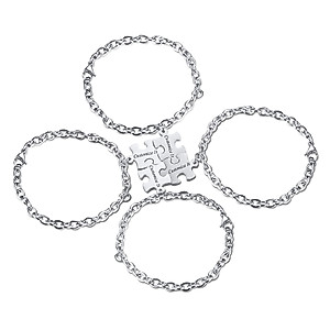 VNOX Personalized Customized Puzzle Piece Bracelet Set of 4 Link Bracelet for Best friend BFF Family Love/Friendship Jewelry Gift Sets