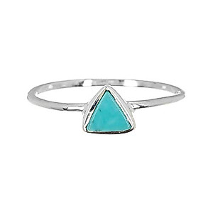 Pura Vida Silver Triangle Stone Ring - .925 Sterling Silver, Genuine Turquoise Jewelry - Size 7
