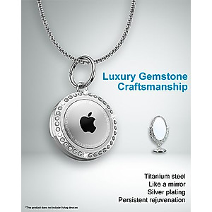 Airtag Necklace, Titanium Rhinestone Airtag Necklace for Adults, Adjustable Air Tag Necklace Kids, Airtag Holder Case Keychain Compatible Apple Airtag
