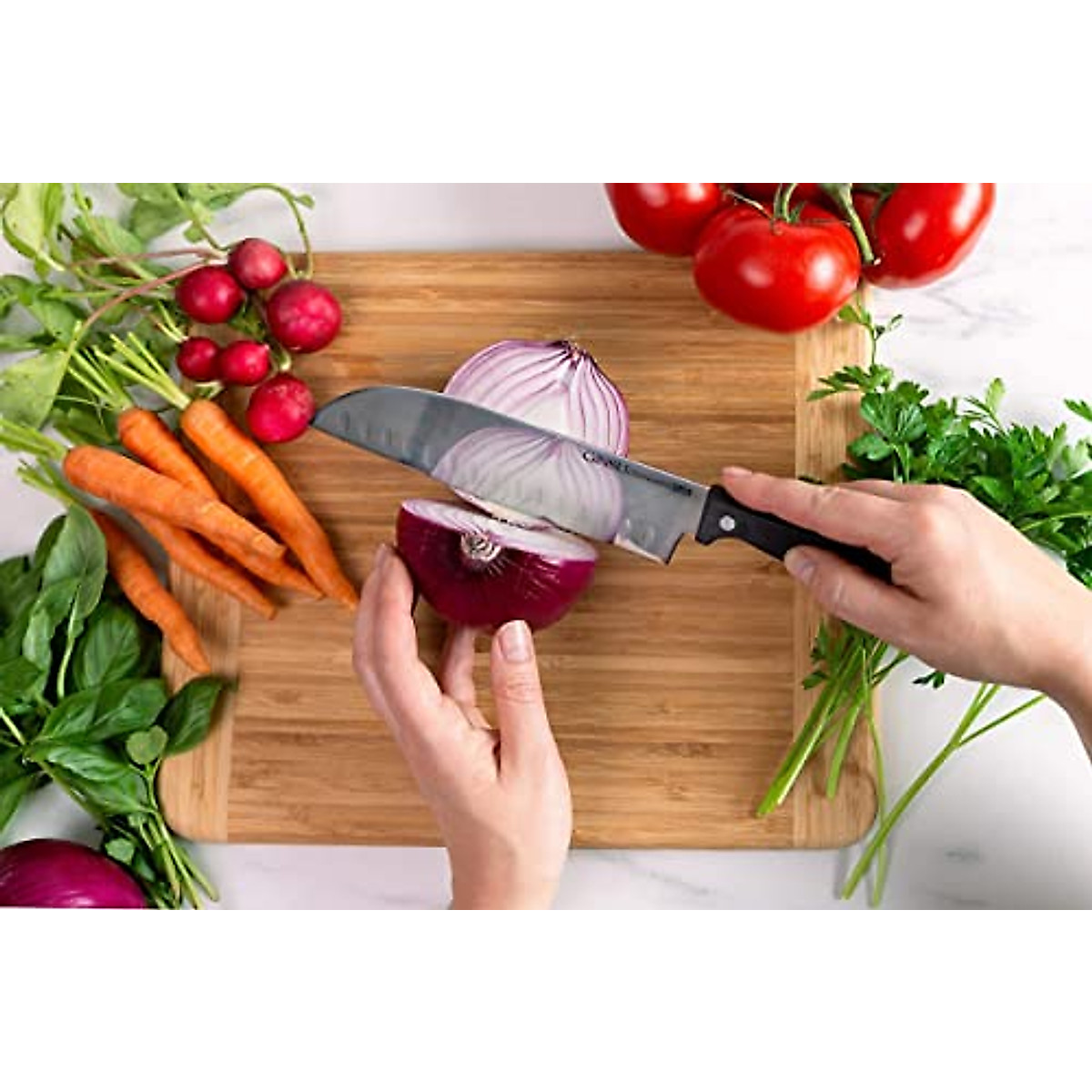 Ginsu Kiso 18-Piece Black Knife Set with Natural Block - Dishwasher Safe and Always Sharp