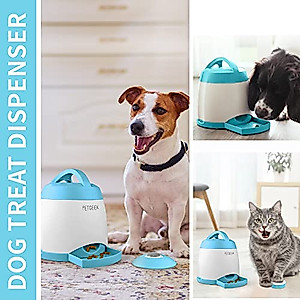 PETGEEK Automatic Dog Treat Dispenser, Dog Puzzle Memory Training Activity Toy- IQ Training Automatic Dog Cat Feeder Toy, Remote Dog Button Treat Dispenser for Dogs (Blue)