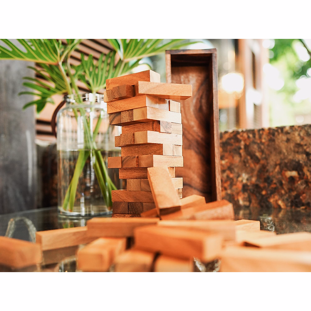 BSIRI Wood Tumbling Tower Game - Ideal for Party Games, Kids Games, Building Games, Camping Games, Outdoor Games for Adults and Family, Classic Stacking Block Games for Challenging Your Skills
