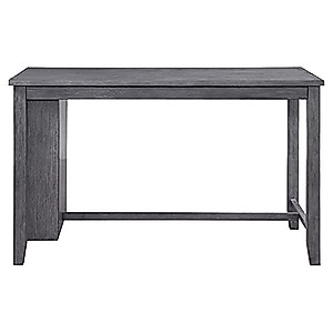 Pemberly Row Counter Height Bar Table with Storage Shelves, Rustic Pub Table for Kitchen and Dining Room, Farmhouse Dining Table in Distressed Gray (60" L x 30" W x 36" H)