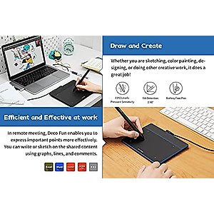 Drawing Tablet XPPen Deco Fun S Graphic Tablet with 8192 Levels Pressure, Artist Tablet 8 for Student E-Learning and Online Teaching Compatible with Window/Mac/Android/Chrome/Linux(Red, 6x4 Inch)