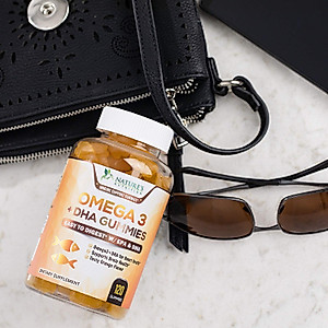 Omega 3 Fish Oil Gummies, Heart Healthy Omega 3 Gummy Supplement with High Absorption DHA & EPA, Extra Strength Joint & Brain Support, Omega 3 Fish Oil Nature's Vitamin, Orange Flavor - 120 Gummies