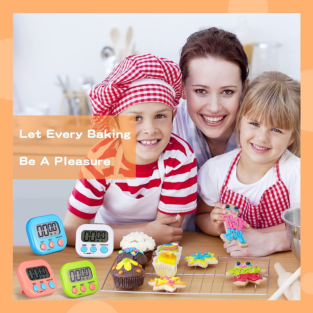 16 Pieces Small Digital Kitchen Timer Classroom Timers for Students in 100th Day of School Magnetic Back and ON Switch Minute Second Count Up Countdown with Matching Ropes, Not Including Battery