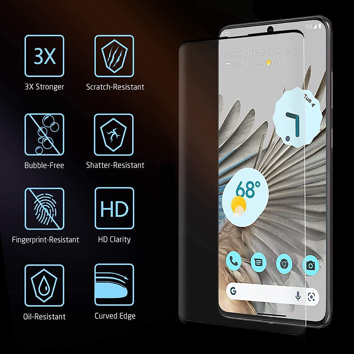 UIYTRAESTING [2+2 Pack] for Google Pixel 7 Pro Screen Protector Include 2 Pack Tempered Glass +2 Camera Lens Protector,9H Hardness,3D Curved 5G