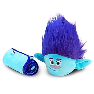 Trolls Armrest Buddy Stuffed Plush Travelling Toy with Blanket 13” - Kids Ultimate Travel Pillow Companion Set (Branch)