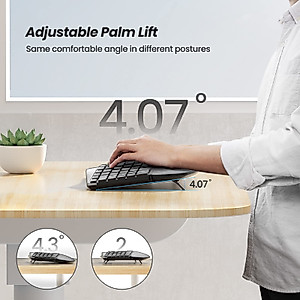 Nulea RT04 Wireless Ergonomic Keyboard, 2.4G Split Keyboard with Cushioned Wrist and Palm Support, Arched Keyboard Design for Natural Typing, Compatible with Windows/Mac