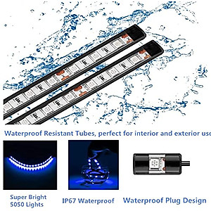 Vbakor Boat Led Strip Lights, 4 Pcs 24'' Marine Boat Interior Courtesy Deck Navigation Lights, Super Bright Waterproof Marine Led Lights Strip for 12V Pontoon Fishing Boat Yacht Kayak Sailboat (Blue)