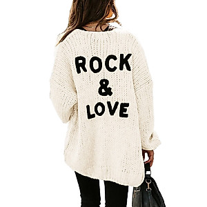 PRETTYGARDEN Womens Cardigan for Women Dressy，Chunky Knit Sweater Open Front Oversized Long Cardigan Outwear Coat (White, Small)