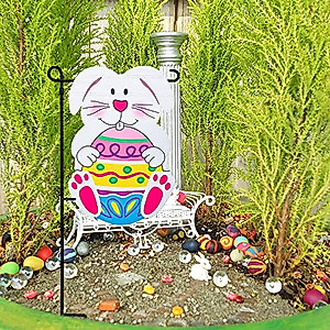 YEAHOME Easter Garden Flag 12.5 x 18 Inch Vertical Double Sided Decorative. With Bunny and Eggs Holiday Easter Decor for Outside Yard Outdoor Farmhouse Easter Decorations