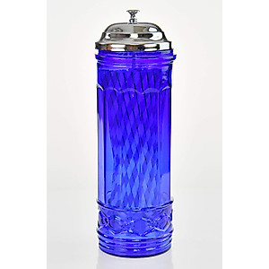 HOME-X Cobalt Blue Glass Straw Dispenser, Straw Holder, Vintage Home Kitchen Accessories, Pop Up Stra Lid Dispenser, Depression Style