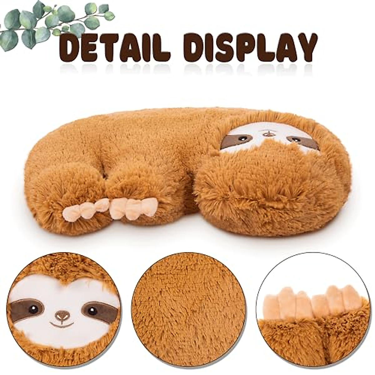AmyToo Plush Sloth Pillow 16 inch Soft Sloth Plush Toy Stuffed Animal Squishy Neck Pillow Hugging Sloth Room Decoration Birthday Gifts for Toddlers