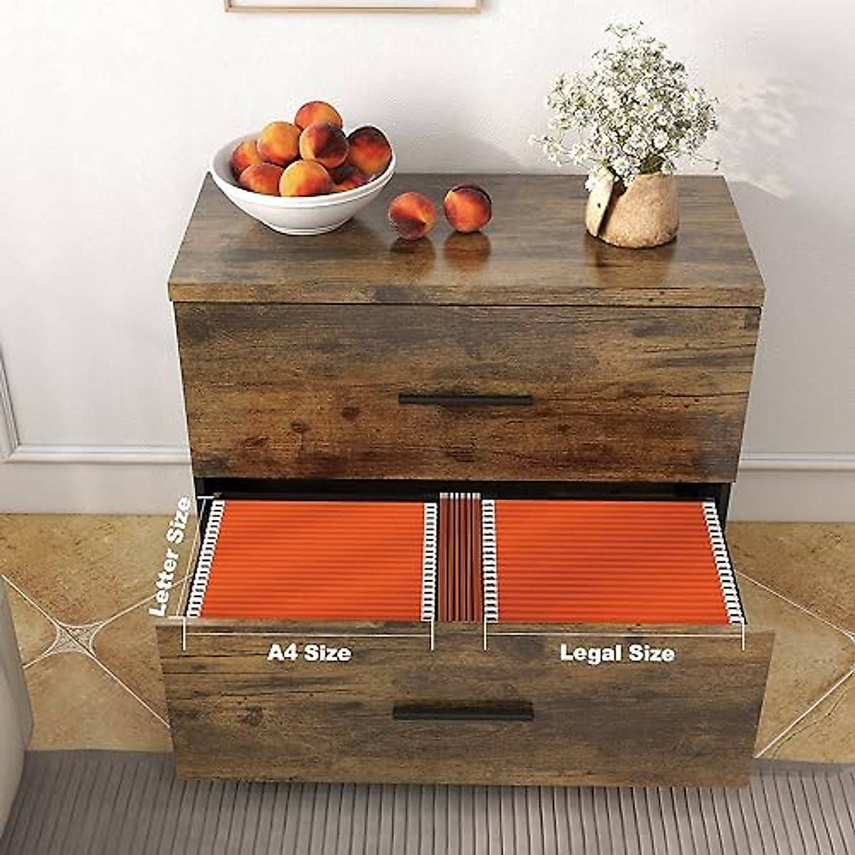 Panana 2-Drawer Wood Lateral File Cabinet, Filing Cabinets Anti-Tilt Mechanism for Home Office Storage Organization, Accommodates Letter/A4/Legal Size, New Heightened Drawer Design Home Office (Wood)