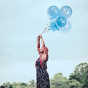 Bastex 10 White Cloud Latex Balloons. Blue Sky Printed Balloon for Baby Shower, Birthday Party and More
