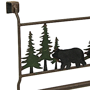 Metal Rustic Black Bear Family Door Mounted Towel Rack Kitchen Cabinet Organizer