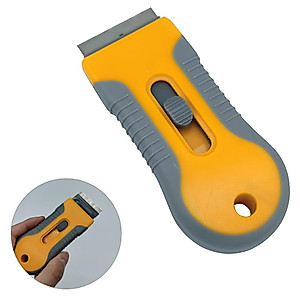 Razor Blade Scraper Tool with 10 Stainless Steel Blades +5pcs Plastic Blades, Window Glass Scraper, Cleaning Scraper for Oven, Wall, Stove Top, Glass Cooktop, Sticker