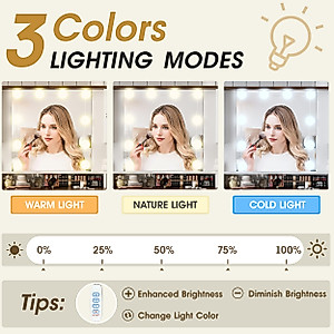 Fameill Vanity Desk with Mirror, Farmhouse Makeup Vanity Desk with Lights, White Makeup Vanity Table with 7 Drawers & 2 Cabinets, 4 Charging Stations, 10 Detachable Light Bulbs