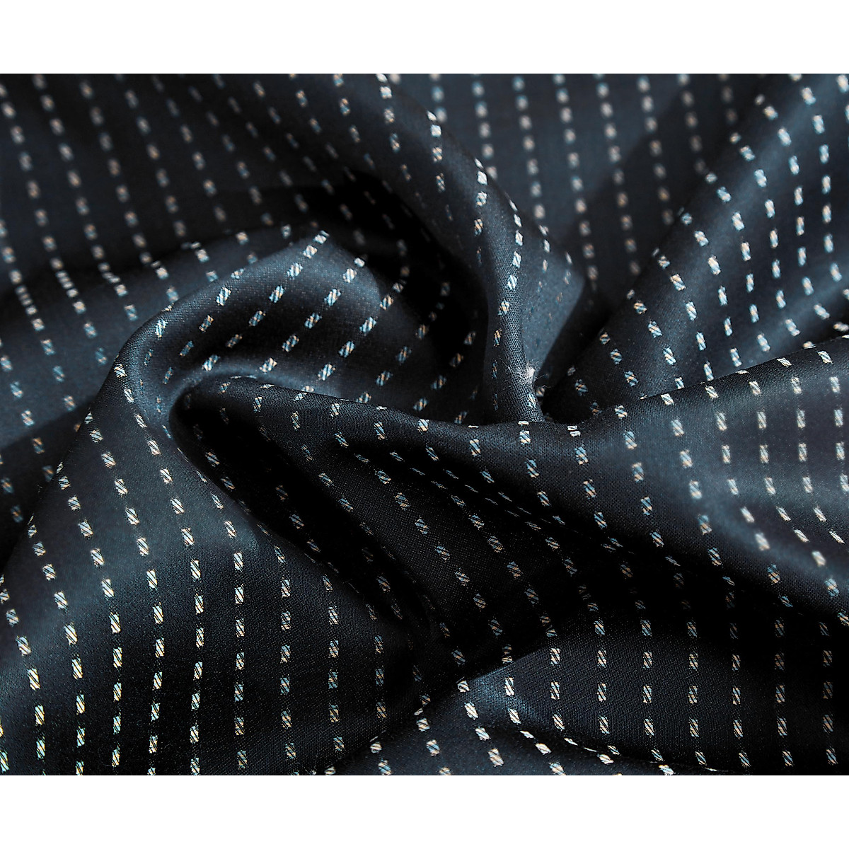 CASA BOLAJ DESIGNED TO DREAM Casabolaj Duvet Cover Set 3PCS Cotton Yarn Dyed Jacquard Navy Stripe (Queen, Duvet Cover Set)