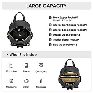 Kattee Mini Backpack for Women, Genuine Leather Purse for Girls, Cute Small Bookbag, Black