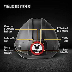 Avery Hard Hat Stickers, 2" Diameter, Round Printable Vinyl Stickers, Laser Printable, Permanent, White, 60 Helmet Stickers Total (61536)