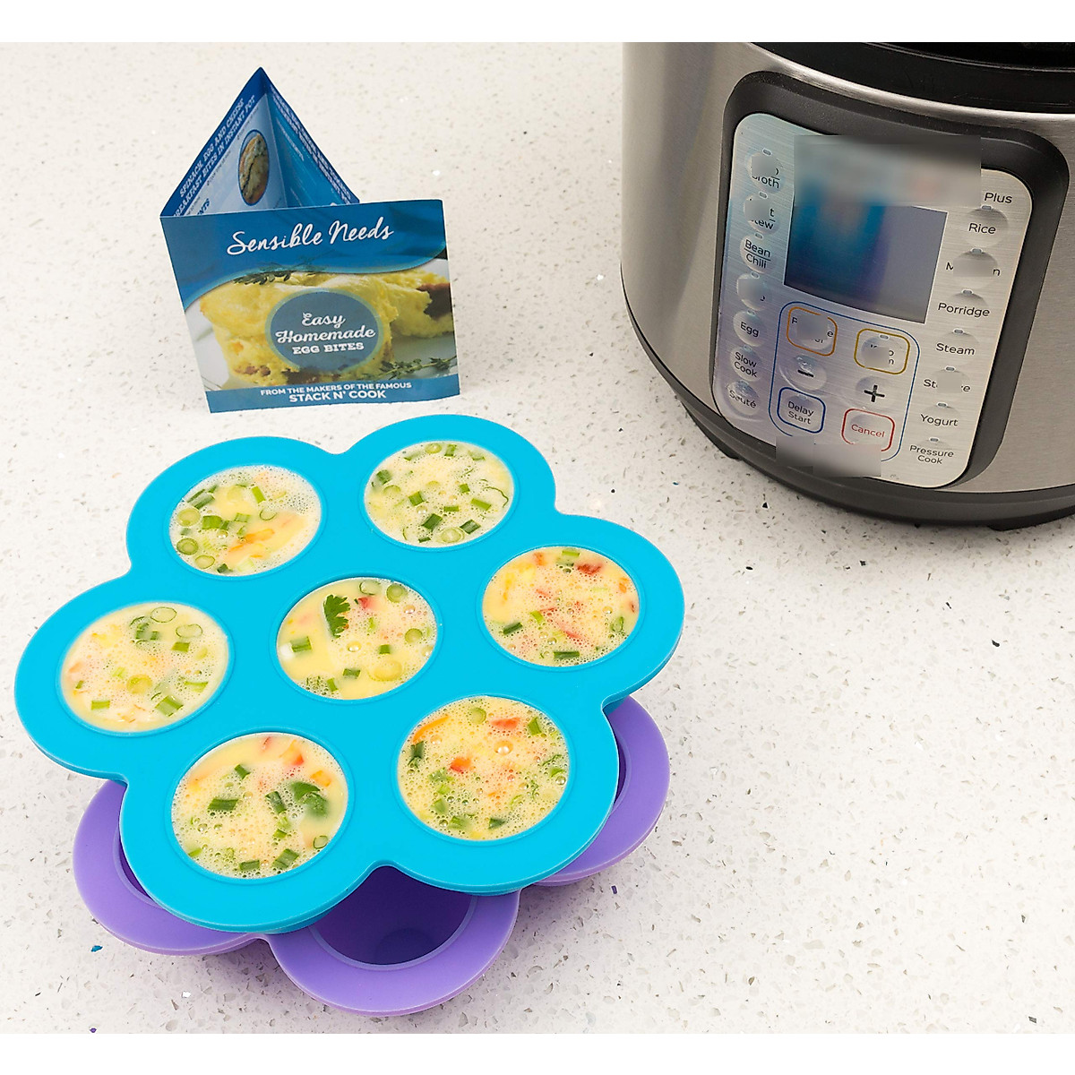 [2 Pack] Silicone Egg Bites Molds for Instant Pot Accessories, Egg Bite Mold Fits 5, 6, 8 qt Pressure Cooker, Sous Vide Egg Bite Maker, Baby Food Storage, Silicone Egg Mold