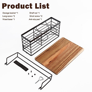 Siyzda Hair Tool Organizer, Movable Hair Dryer Holder, Hair Styling Tools Organizer Storage for Vanity, Black Bathroom Counter Organizer, Bathroom Trays for Hair Toiletry, Makeup (Wooden Base)