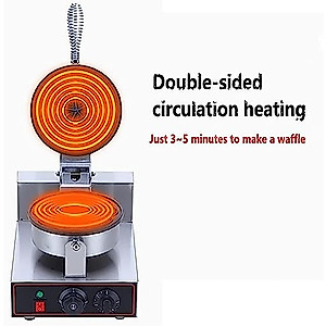 Commercial Electric Waffle Maker 1400W Nonstick Waffle Machine with Temperature and Time Control Stainless Steel Waffle Bake Machine for Bakery Home and Kitchen Restaurant Leisure Snack Bar A (Size :