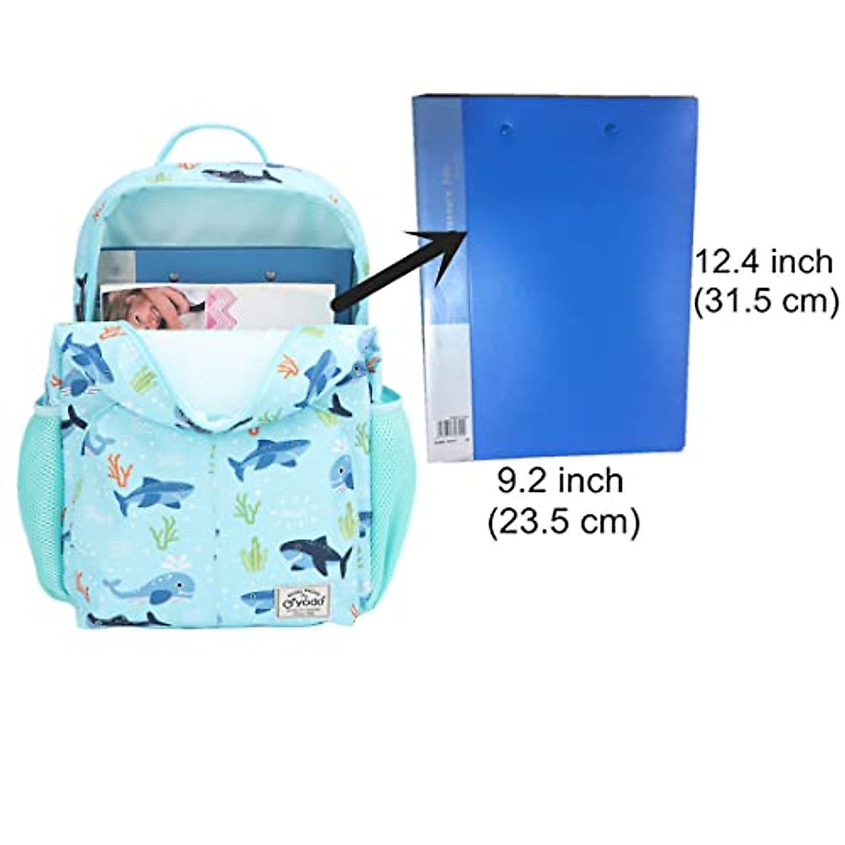 yodo Little Kids School Bag Pre-K Toddler Backpack - Name Tag and Chest Strap,Shark