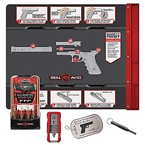 Real Avid Pro Pack for Glock | Glock Accessories Kit Includes 19x16 Gun Cleaning Mat, Multi-Caliber Handgun Cleaning Kit, 2-in-1 Tool for Glock Sights & Pins + Glock Magazine Tool | Gun Cleaning Kit