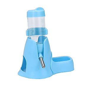 Litewoo Hamster Water Bottle with Food Container Base Hut No Drip Drinking Dispenser for Dwarf Hamster Rats Mouse Gerbil Mice（Blue 80ML Removable Base）