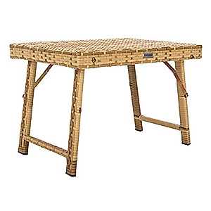 SAFAVIEH Outdoor Collection Carew Natural/White Cushion 3-Piece Chaise Lounge Chair Set with Table (PAT7720D)