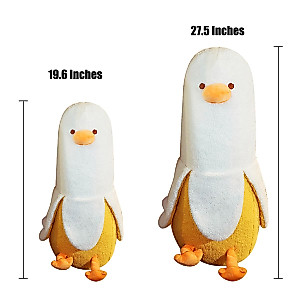FIONOUT Banana Duck Plush, Cute Stuffed Animal, Funny Pillow Toy for Girls & Boys, White, 50CM/19.6 in