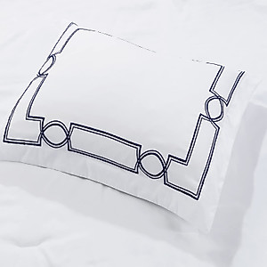 BLUENILEMILLS Kensington Embroidered Comforter Set with Pillow Shams, Luxury Hotel Bedding with Soft Microfiber Shell, All Season Down Alternative Fill - Twin/Twin XL, Navy Blue