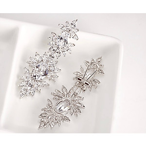 White Gold Plated Oval AAAAA Australia Crystal Wedding Bridal Bridesmaid Chandelier Marquise Clear Cubic Zirconia Dangle Drop Leverback Earrings Fashion Jewelry for Women