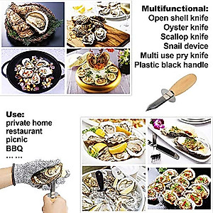 Milky House Oyster Shucking 4 Pieces Set, Oyster Shucker Opener Tool Oyster Shucking Knife with Level 5 Protection Food Grade Cut Resistant Gloves, XL