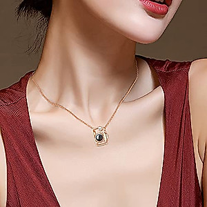 Projection Photo Camera Shaped Necklace, Personalized Necklace with Picture, Custom Pendant for Dad Mom Friends Christmas Birthday Gift