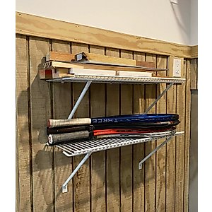 Generic 2 pc White Wall Shelf Inexpensive Heavy-Duty Steel with an Anti-Rust Coat with All Hardware, Pantry Wall Shelves, Garage Wall Shelves, Wall Mounted Shelf for Storage, Laundry Room Shelf